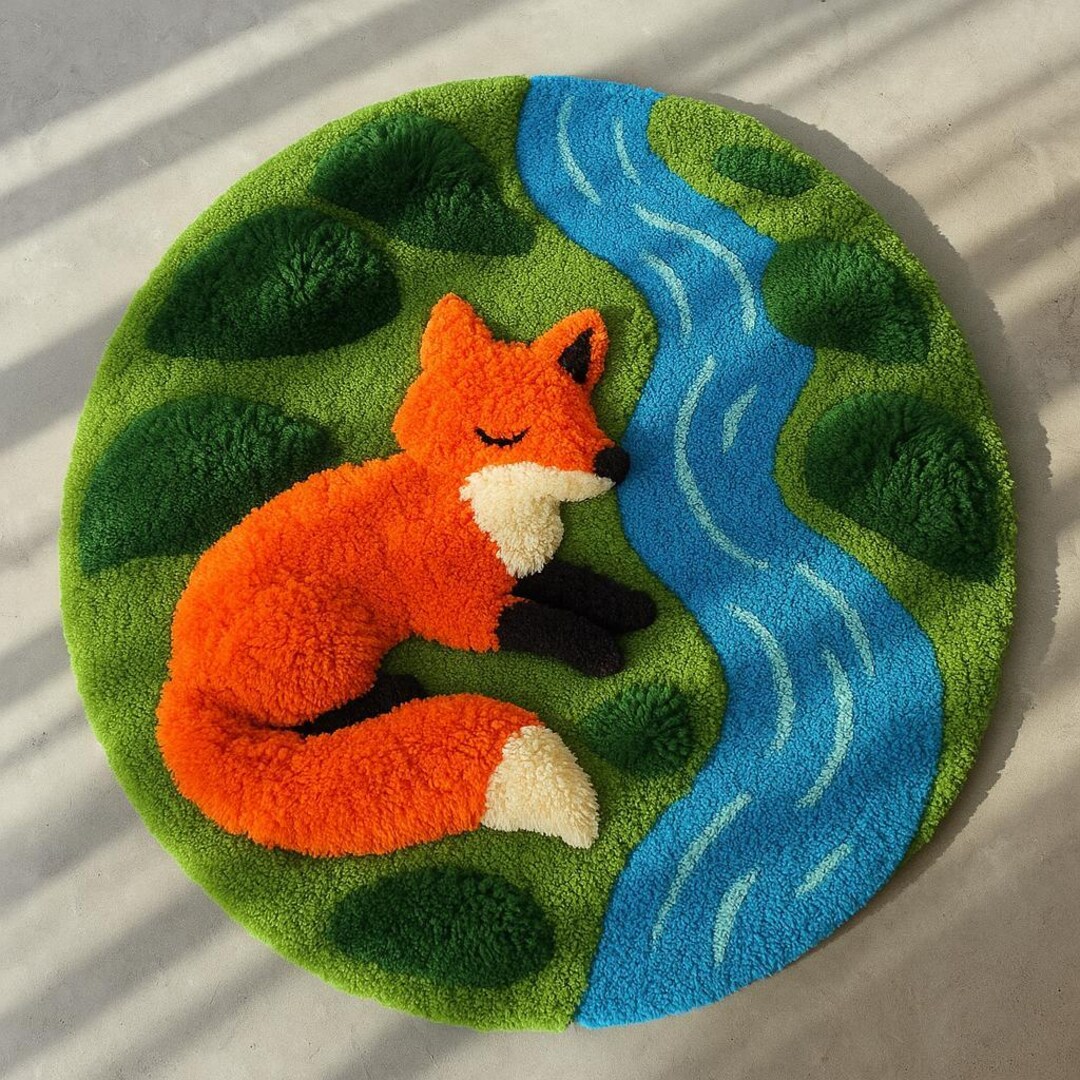 Fox Stream Round Tufted Rug for Living Room or Reading Nook - Etsy
