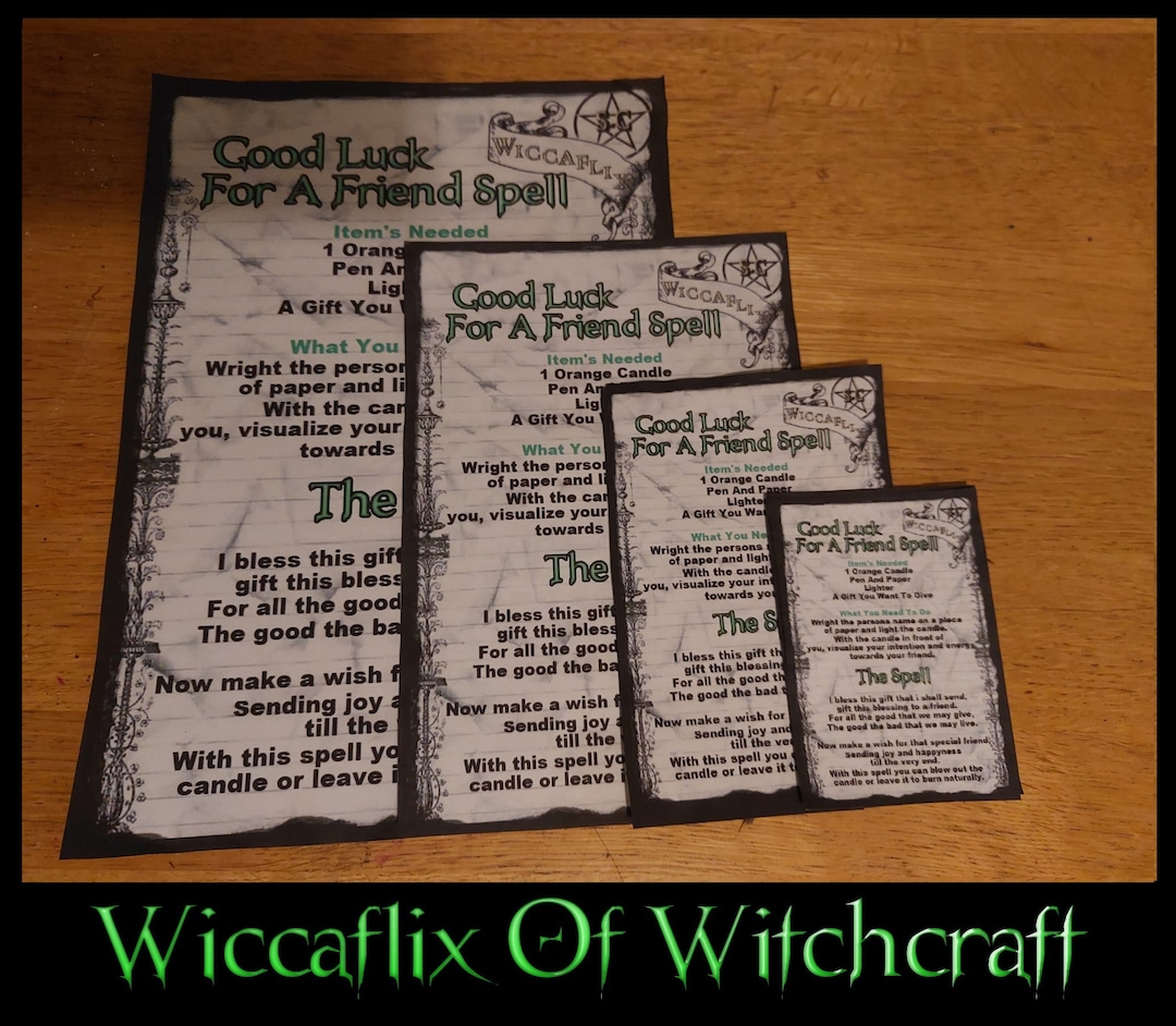 Good Luck for Friend Spell Wicca Pagan Witchcraft. A4 A5 A6 A7 - Etsy UK