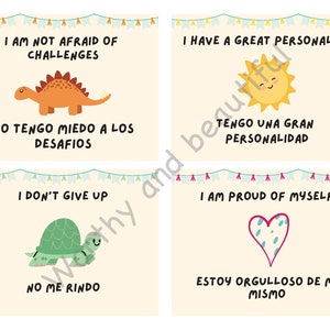 Bilingual Positive Affirmations Printable for Kids, Spanish Positive ...