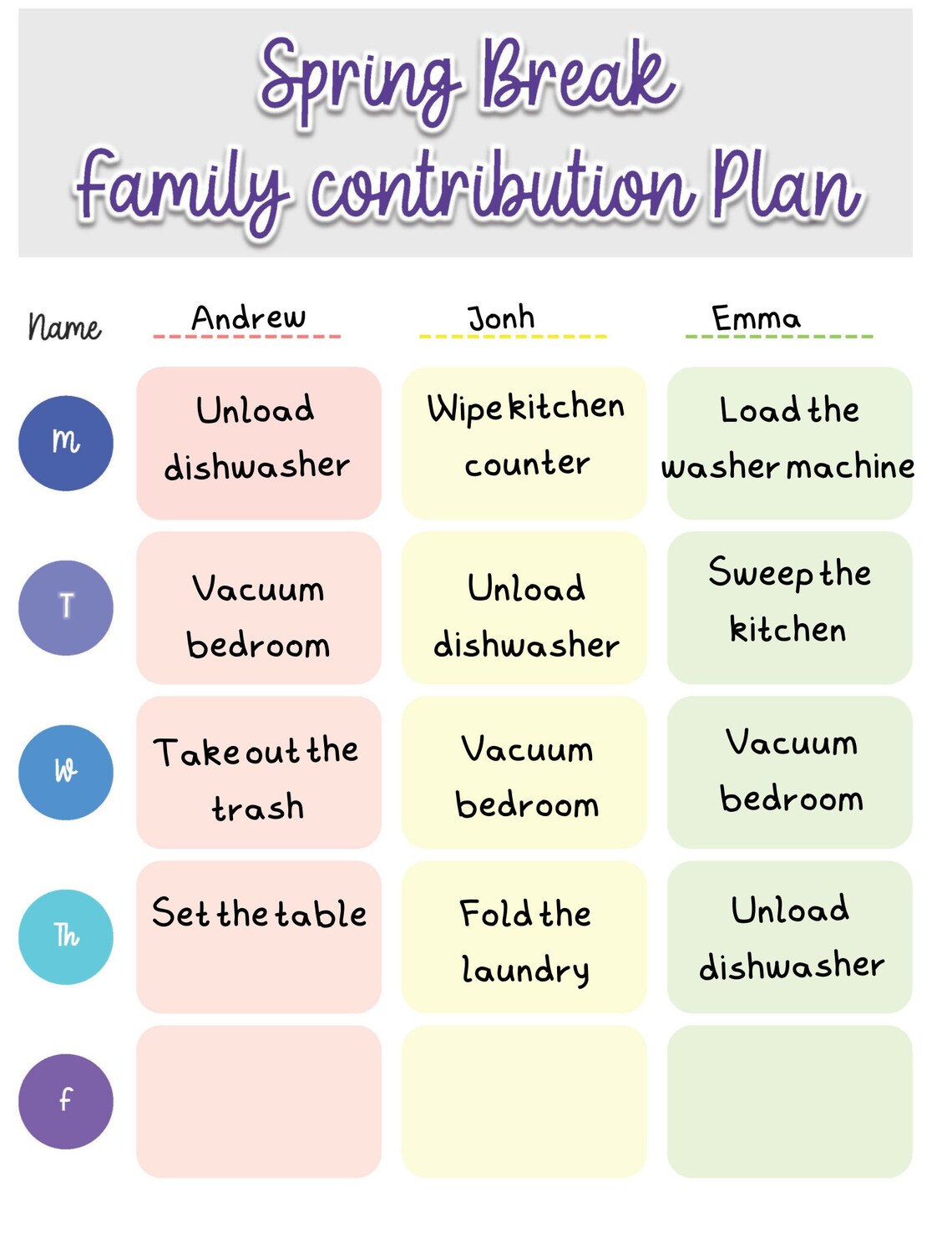 SPRING BREAK at Home Planner Printable, Spring Break Planner for Kids ...