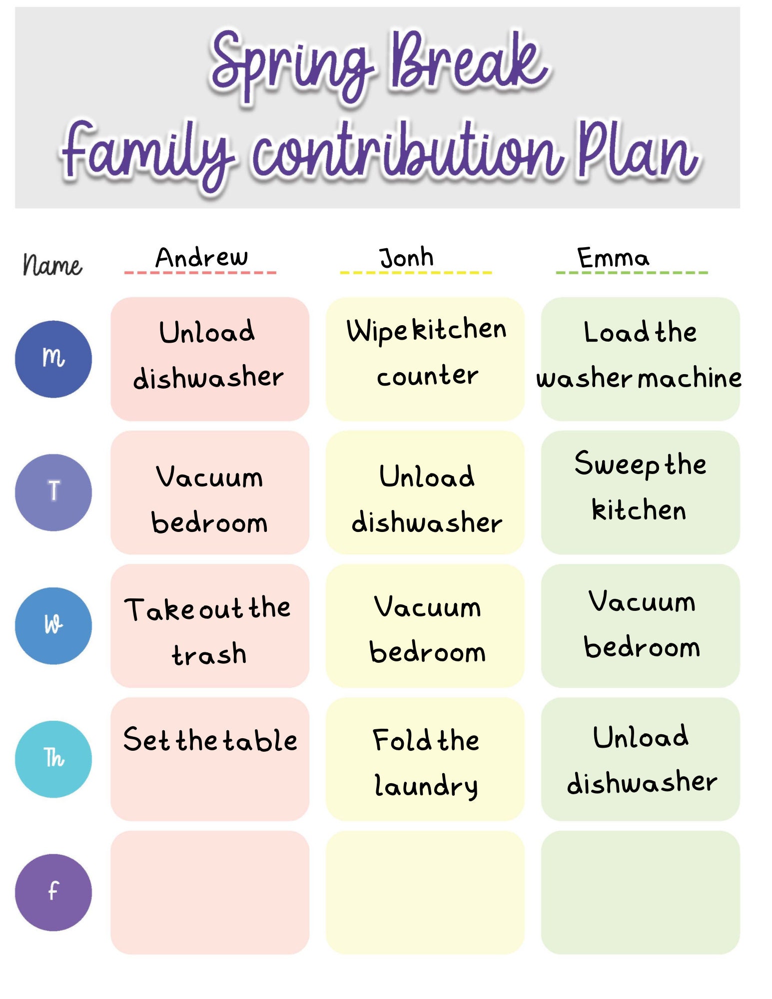 SPRING BREAK at Home Planner Printable, Spring Break Planner for Kids ...