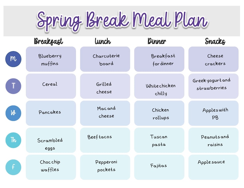 SPRING BREAK at Home Planner Printable, Spring Break Planner for Kids ...
