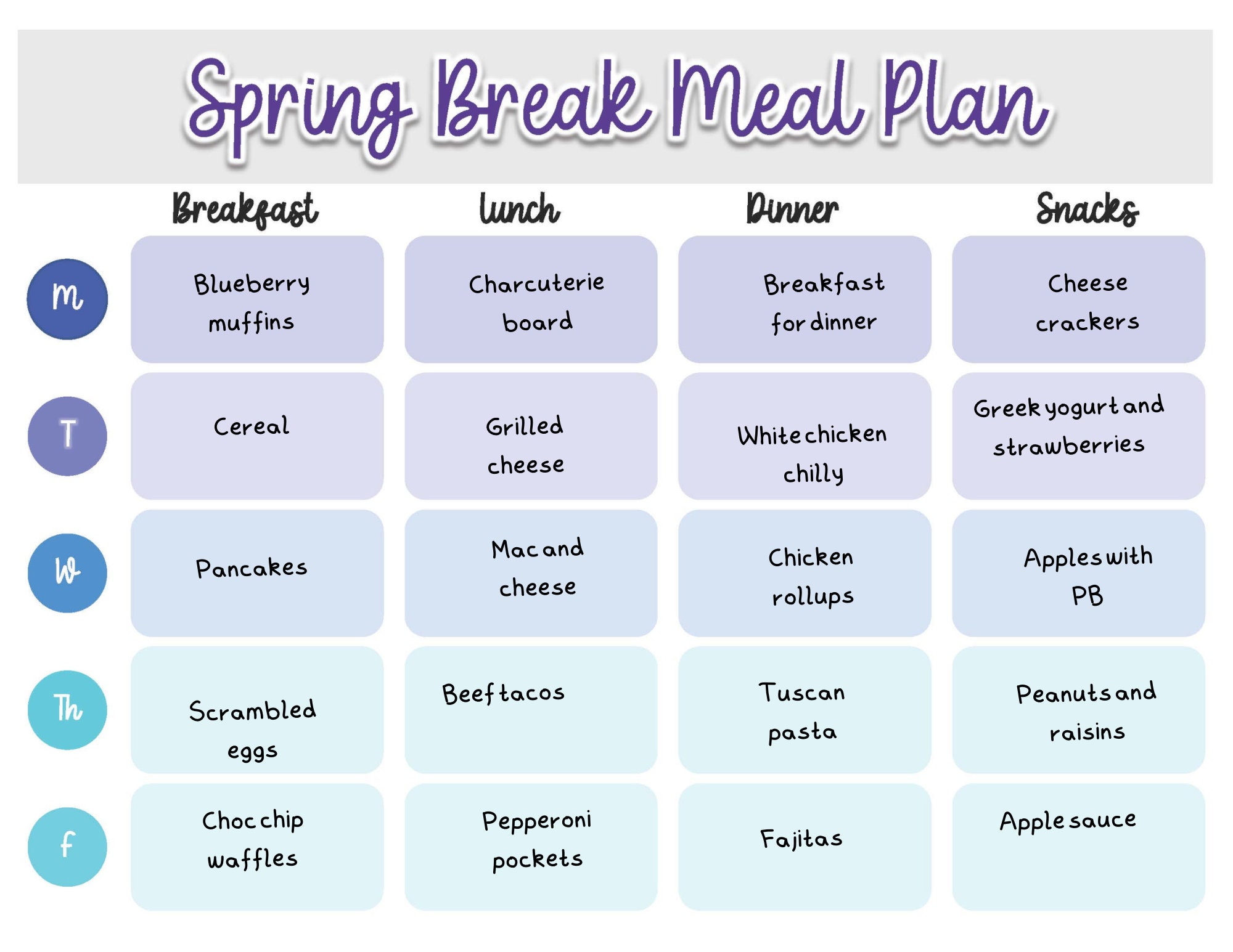 SPRING BREAK at Home Planner Printable, Spring Break Planner for Kids ...