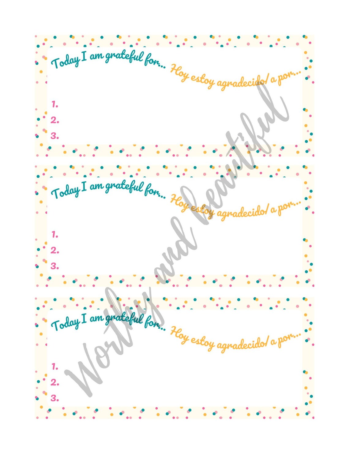 Bilingual Gratitude Cards for Kids, Printable Gratitude Cards and ...