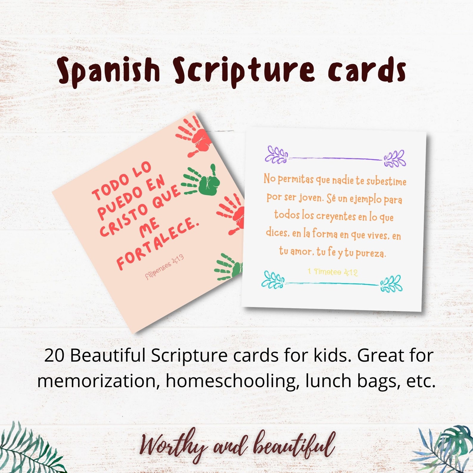 Spanish Scripture Cards for Kids, Spanish Bible Verse for Kids ...