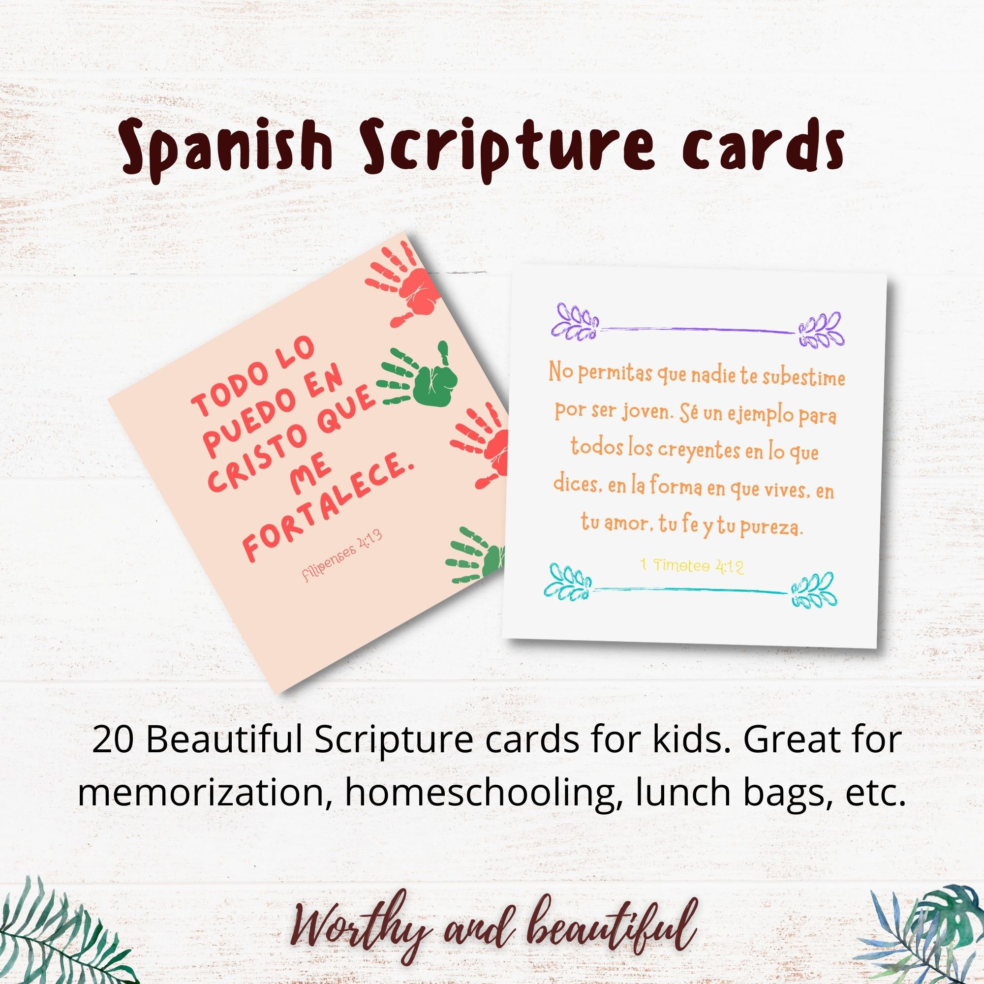 Spanish Scripture Cards for Kids, Spanish Bible Verse for Kids ...