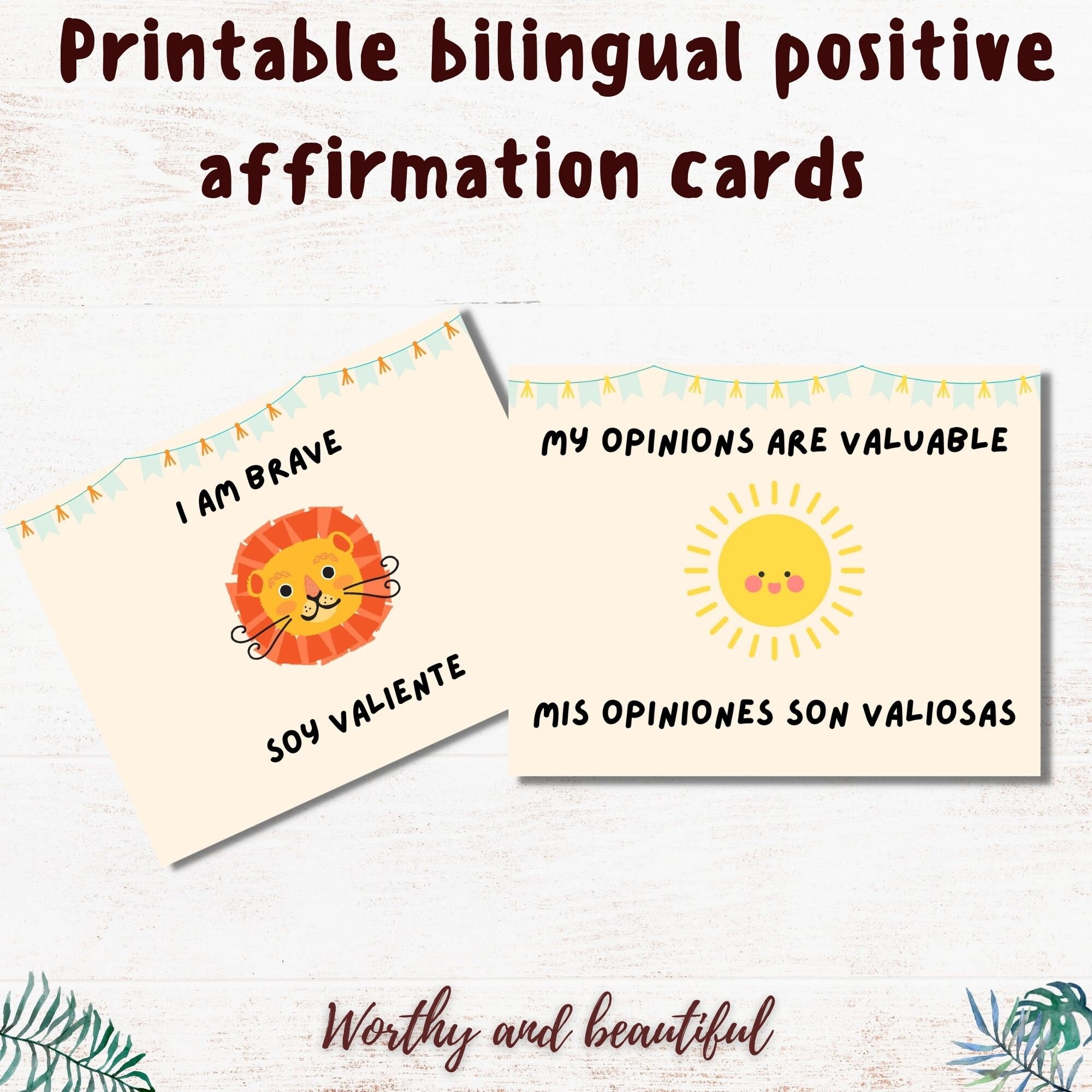 Bilingual Positive Affirmations Printable for Kids, Spanish Positive ...