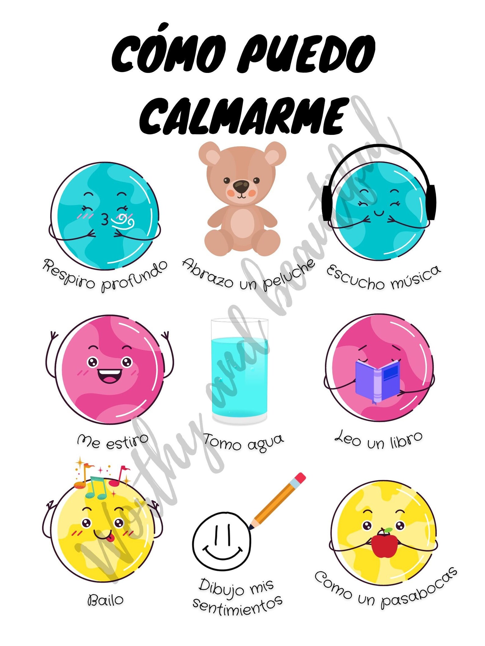 SPANISH Printable Calm Down Strategies Poster, Calm Down Techniques ...