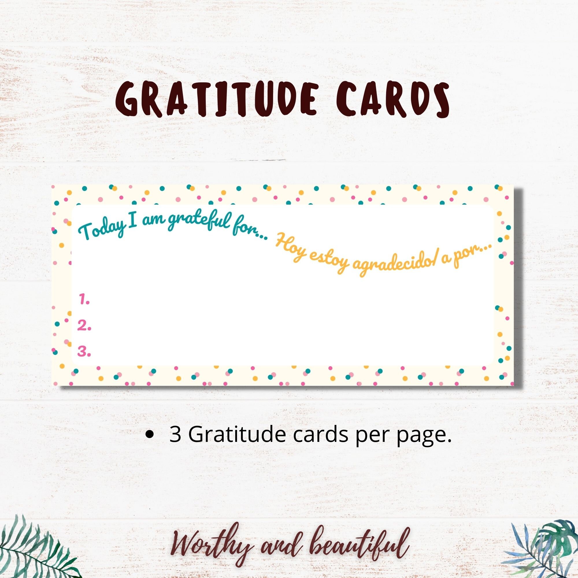 Bilingual Gratitude Cards for Kids, Printable Gratitude Cards and ...