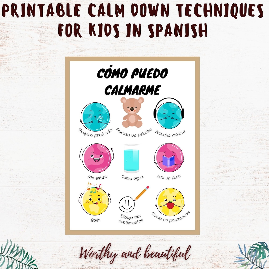 SPANISH Printable Calm Down Strategies Poster, Calm Down Techniques ...