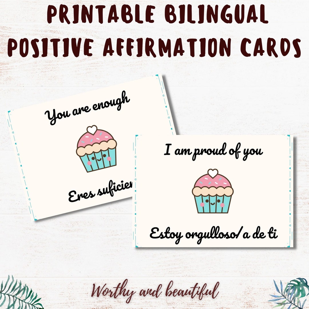 Bilingual Positive Affirmation Cards Printable, Spanish Positive ...