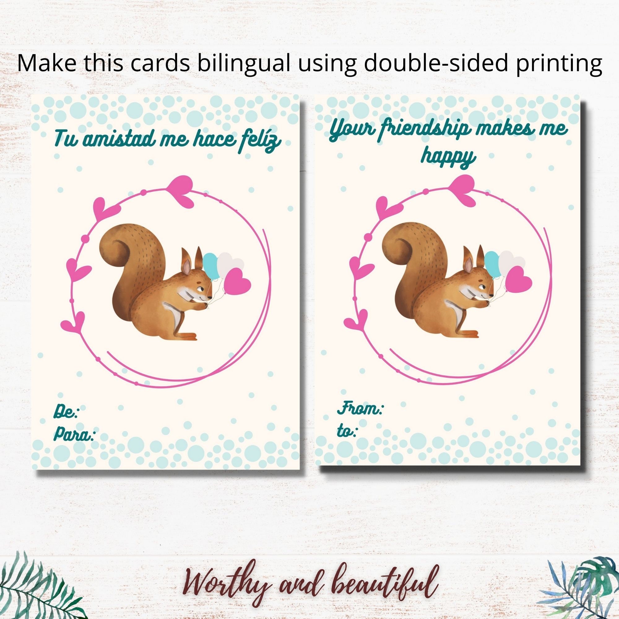 Spanish Valentine Cards for Kids, Printable Bilingual Valentine Cards ...