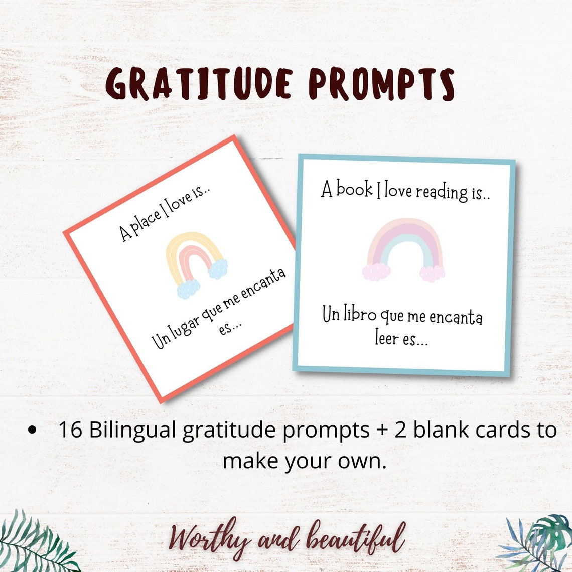Bilingual Gratitude Cards for Kids, Printable Gratitude Cards and ...