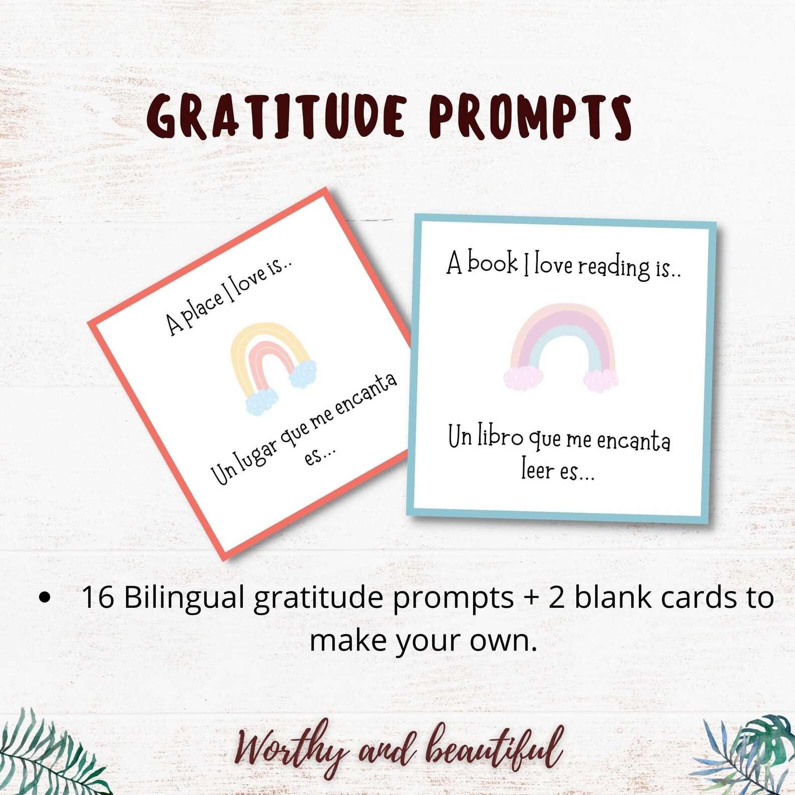 Bilingual Gratitude Cards for Kids, Printable Gratitude Cards and ...