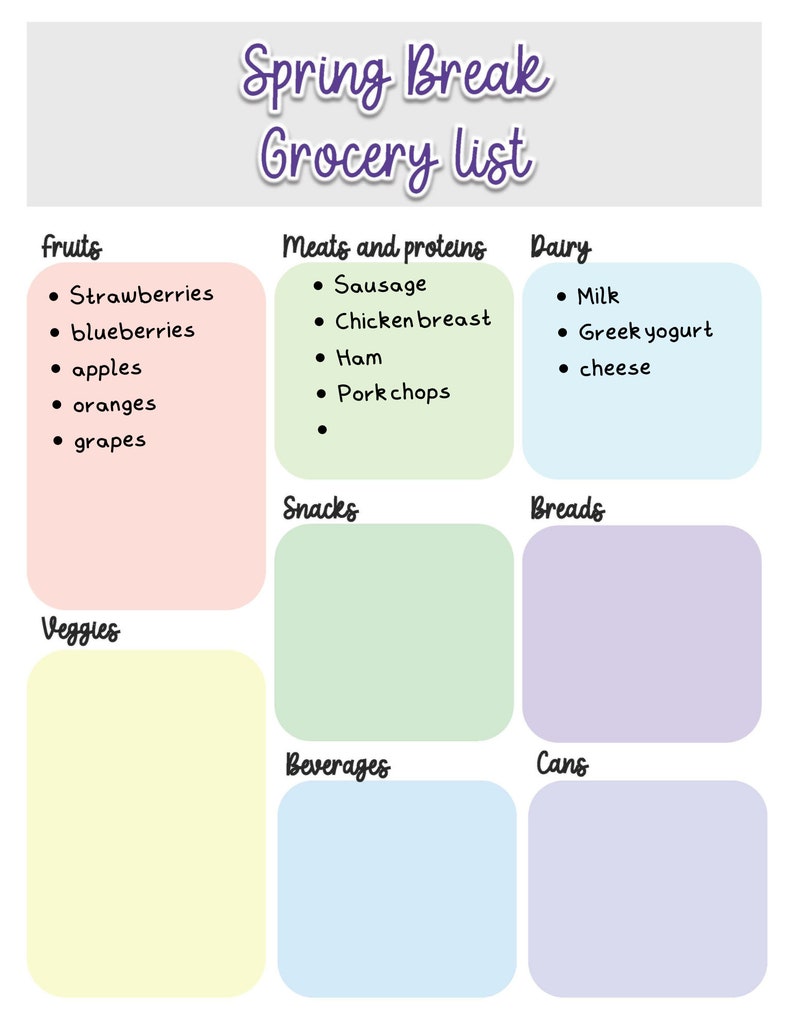 SPRING BREAK at Home Planner Printable, Spring Break Planner for Kids ...