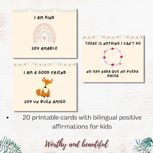 Bilingual Positive Affirmations Printable for Kids, Spanish Positive ...