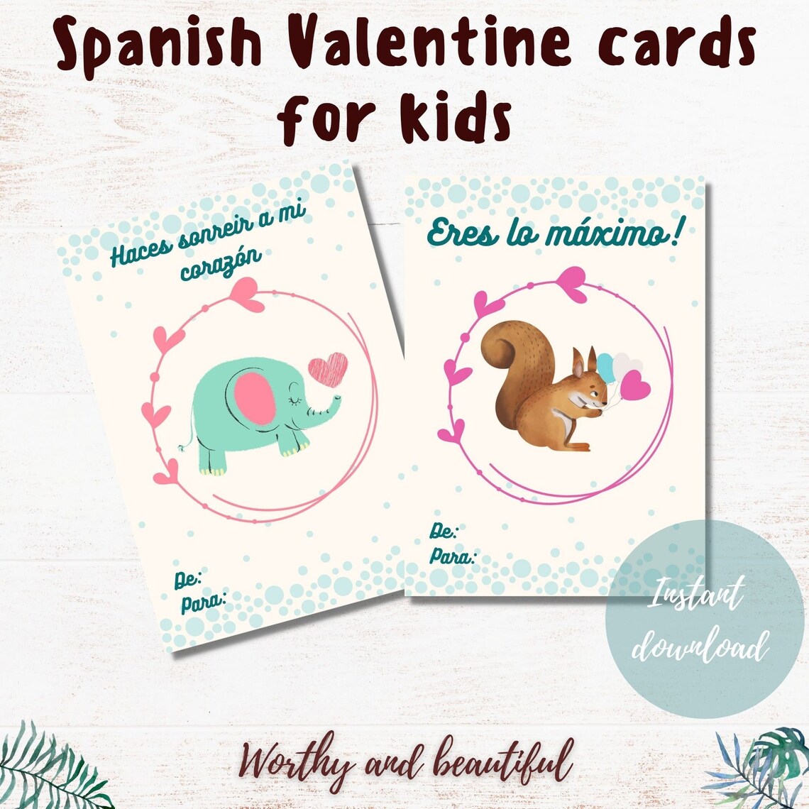 Spanish Valentine Cards for Kids, Printable Bilingual Valentine Cards ...