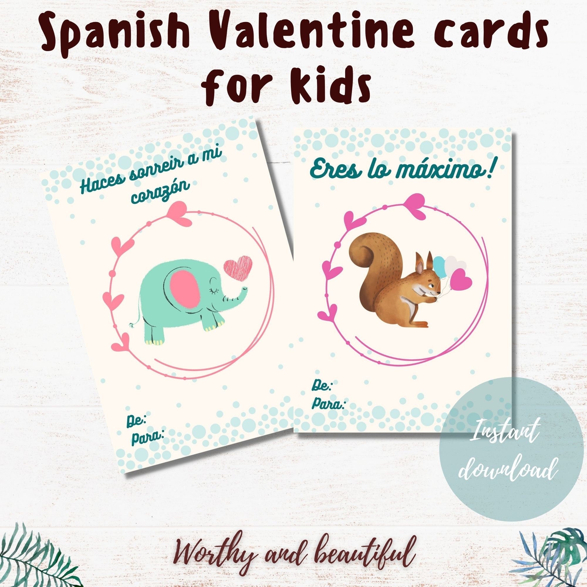 Spanish Valentine Cards for Kids, Printable Bilingual Valentine Cards ...