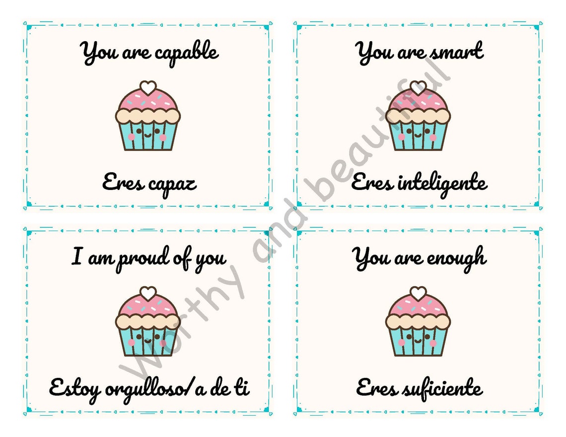 Bilingual Positive Affirmation Cards Printable, Spanish Positive ...