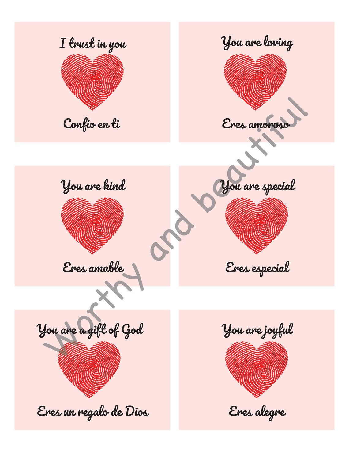 Spanish Positive Affirmation Cards for Kids Printable, Bilingual ...