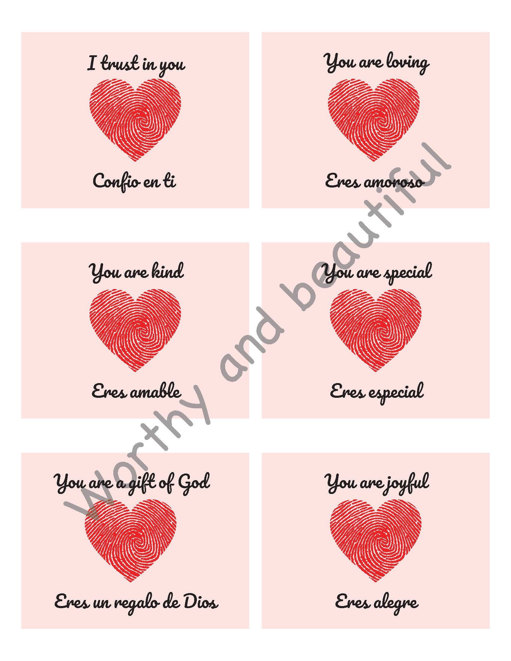 Spanish Positive Affirmation Cards for Kids Printable, Bilingual ...