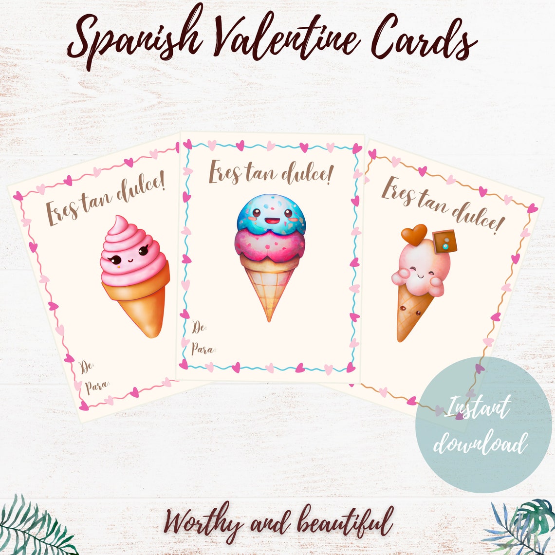 Spanish Valentine Cards for Kids, Printable Bilingual Valentine Cards ...