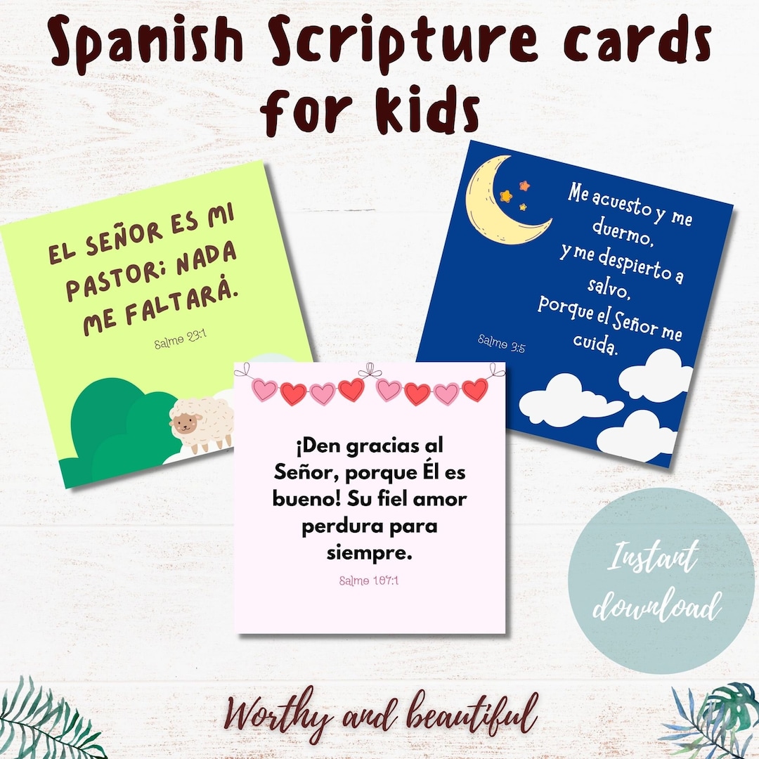 Spanish Scripture Cards for Kids, Spanish Bible Verse for Kids ...