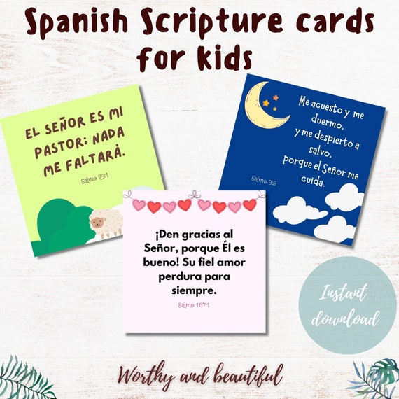 Spanish Scripture Cards for Kids Spanish Bible Verse for Kids | Etsy