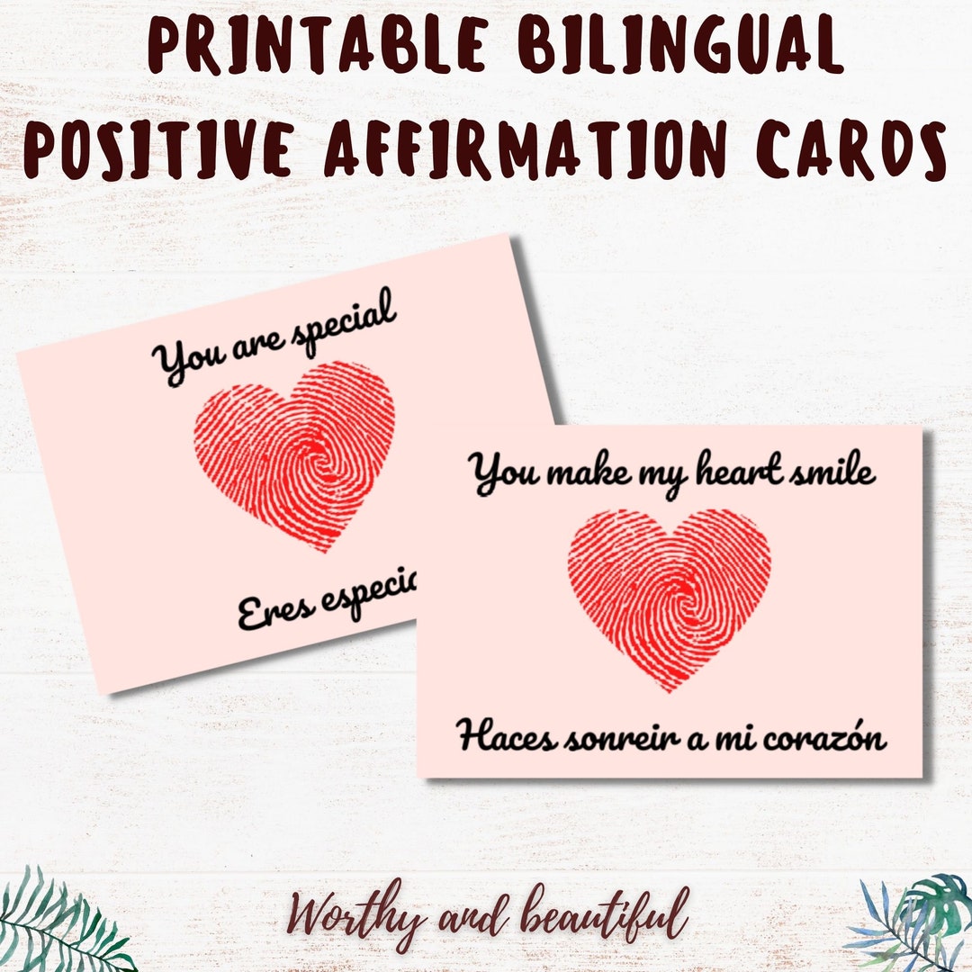 Spanish Positive Affirmation Cards for Kids Printable, Bilingual ...