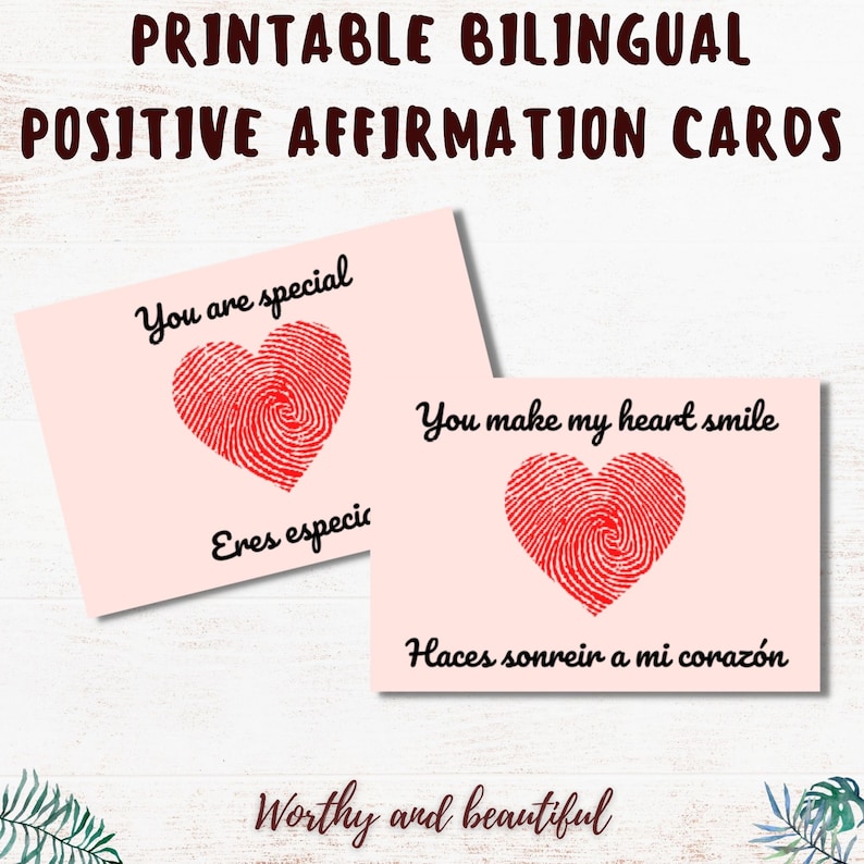 Spanish Positive Affirmation Cards for Kids Printable, Bilingual ...