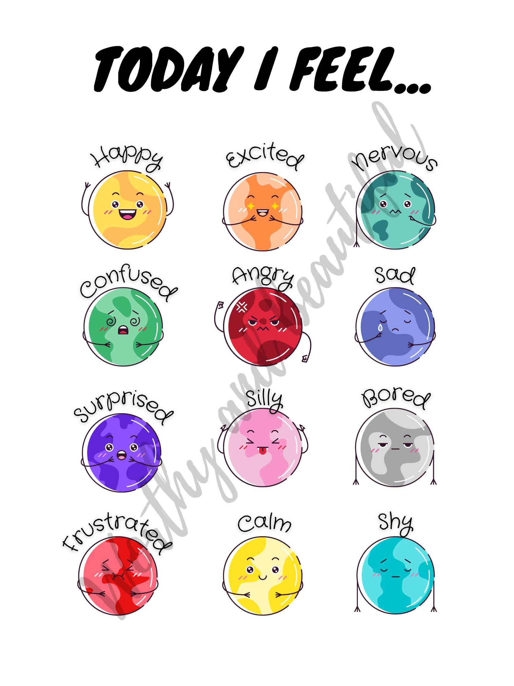 Printable Feelings Poster for Kids, Printable Feelings Chart, Mood ...