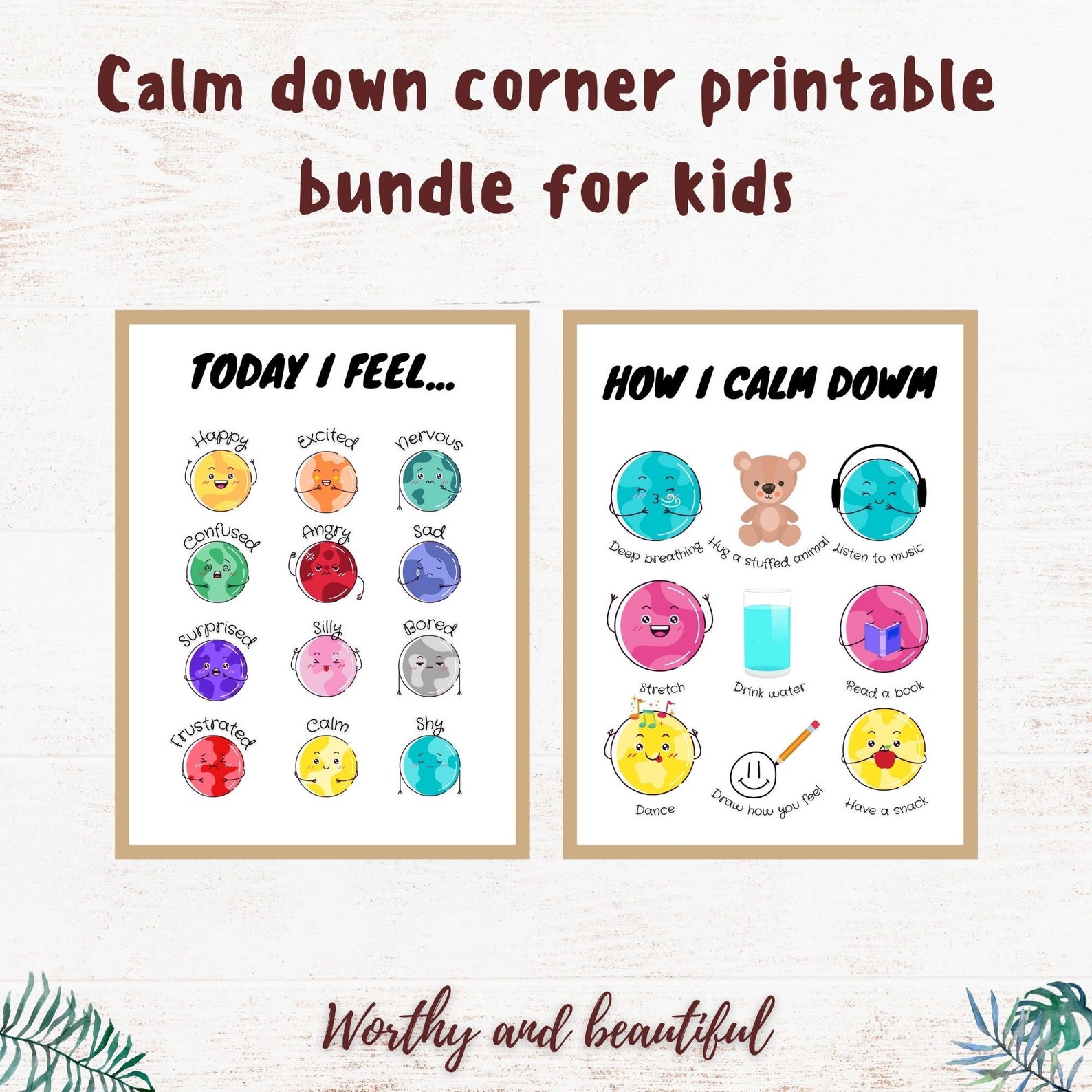 Calm Down Corner Printable Bundle for Kids, Calm Down Corner, Printable ...