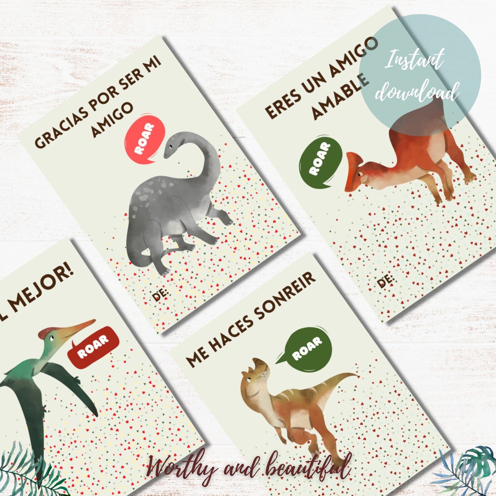 Spanish Valentine Cards for Kids, Printable Bilingual Valentine Cards ...