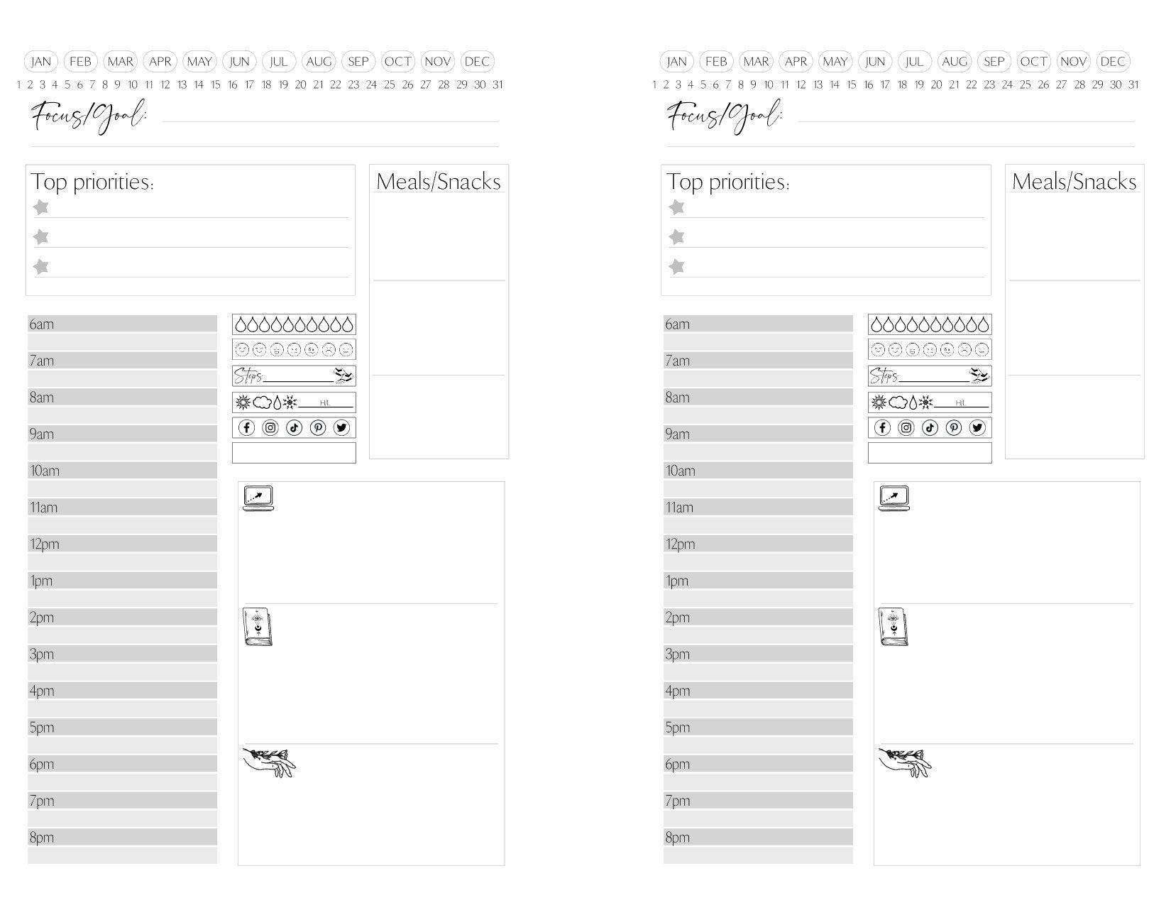 Daily Planner, PRINTABLE Planner, Daily Tracker, Day Organizer ...