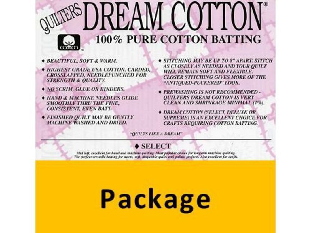 N4THPK Dream Cotton Natural Select Batting package, Throw 60 in X 60 in ...