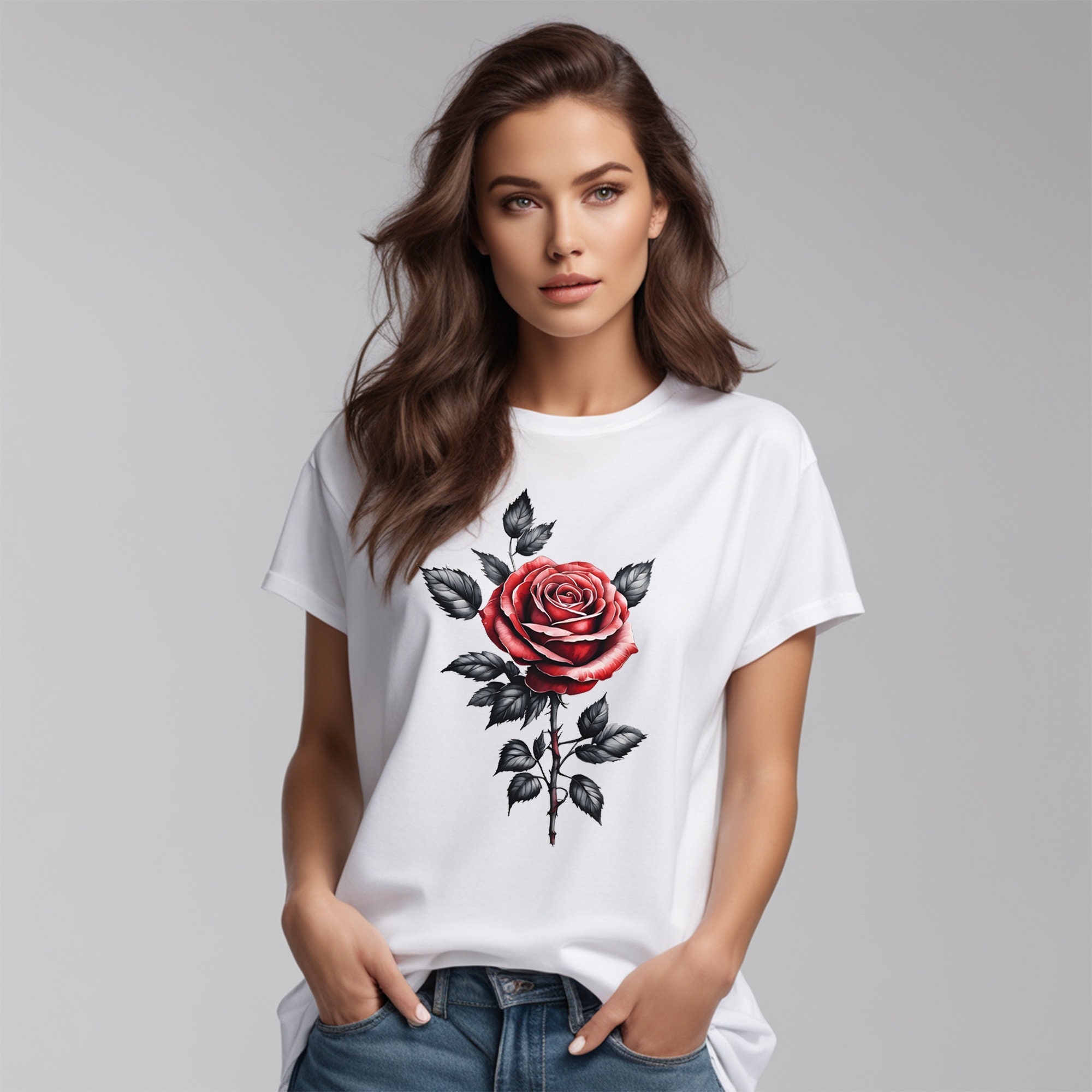 Red Rose Tshirt, Rose Shirt, Aesthetic Sweatshirt, Aesthetic Shirts ...