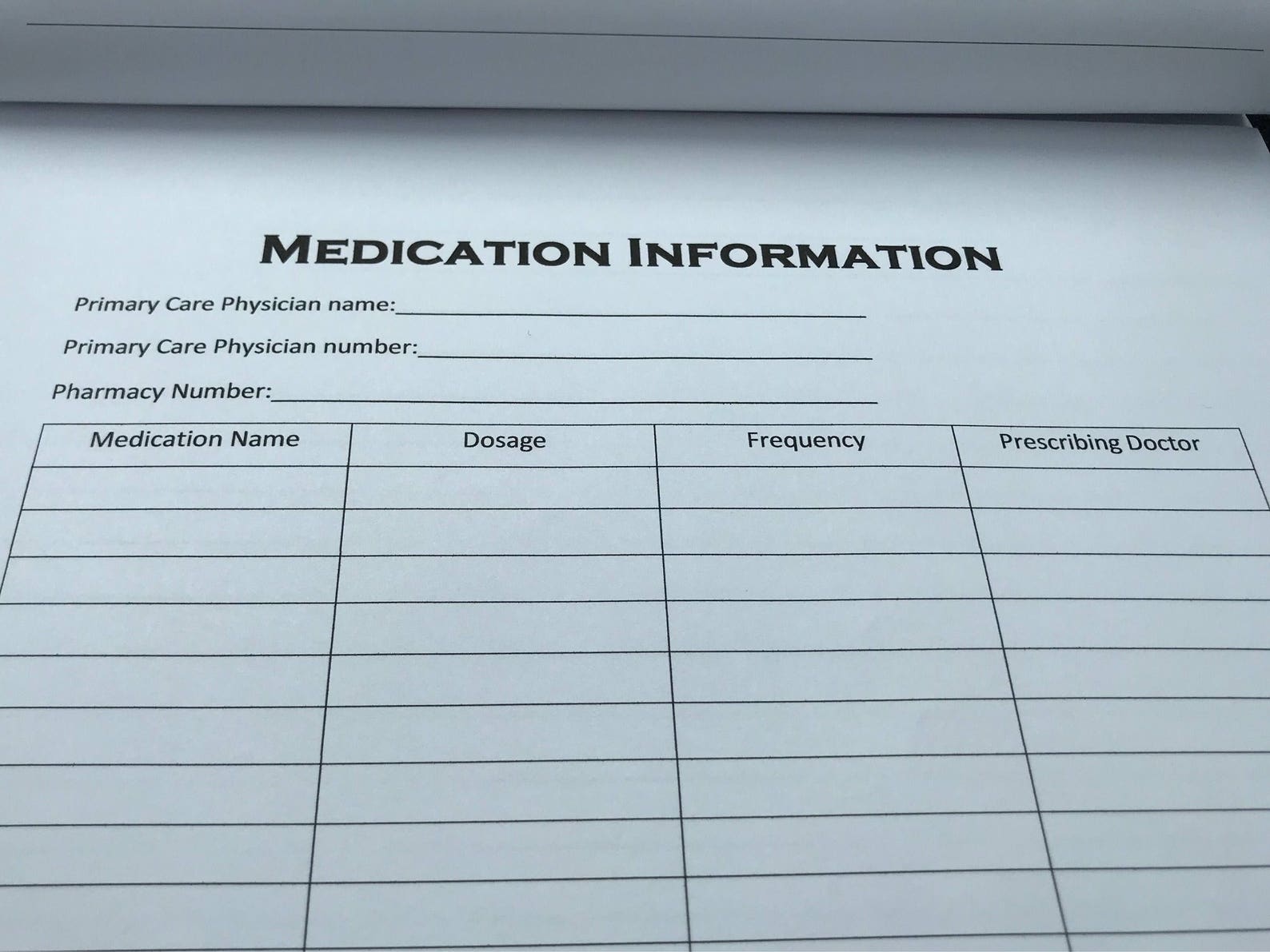 Medication Information Sheet | Digital Download | Medical Forms ...