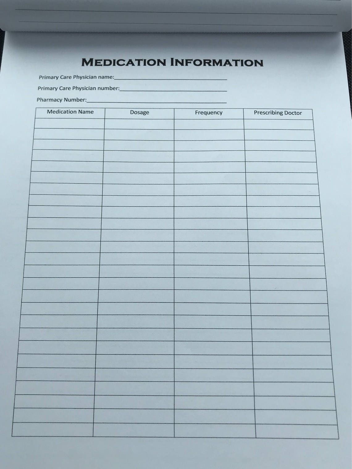 Medication Information Sheet | Digital Download | Medical Forms ...