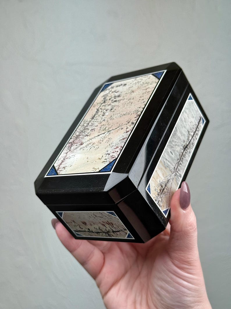 Picture Jasper & Black Serpentine Rectangle Box | 417g | - #15 ...
