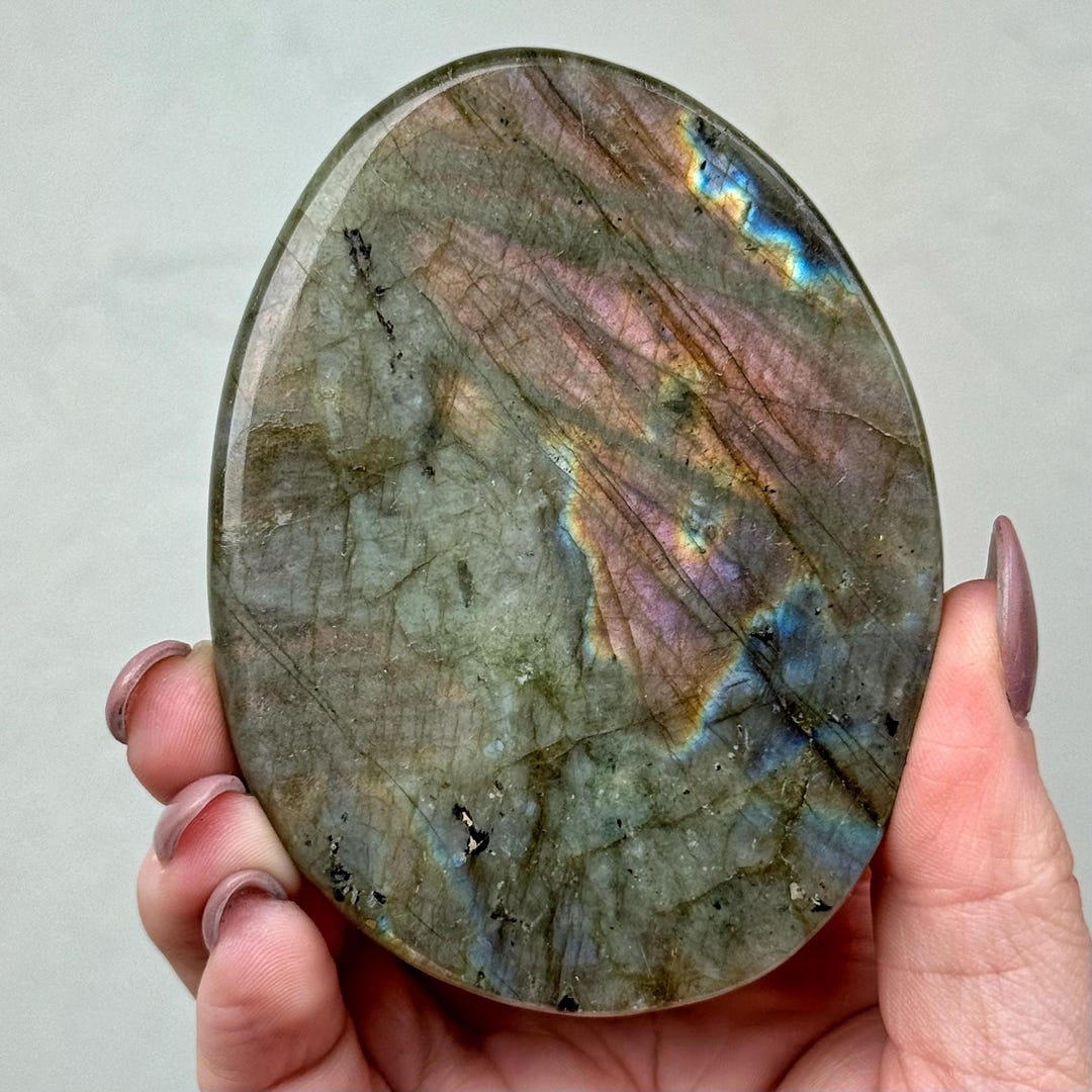 Labradorite Slab | 96g | - #9 (polished Grey Crystal Chunk, Third-eye ...