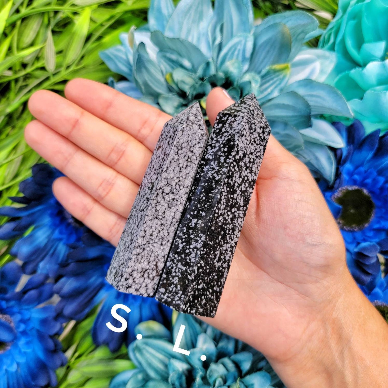 Snowflake Obsidian Point Self-standing Obsidian Stone - Etsy