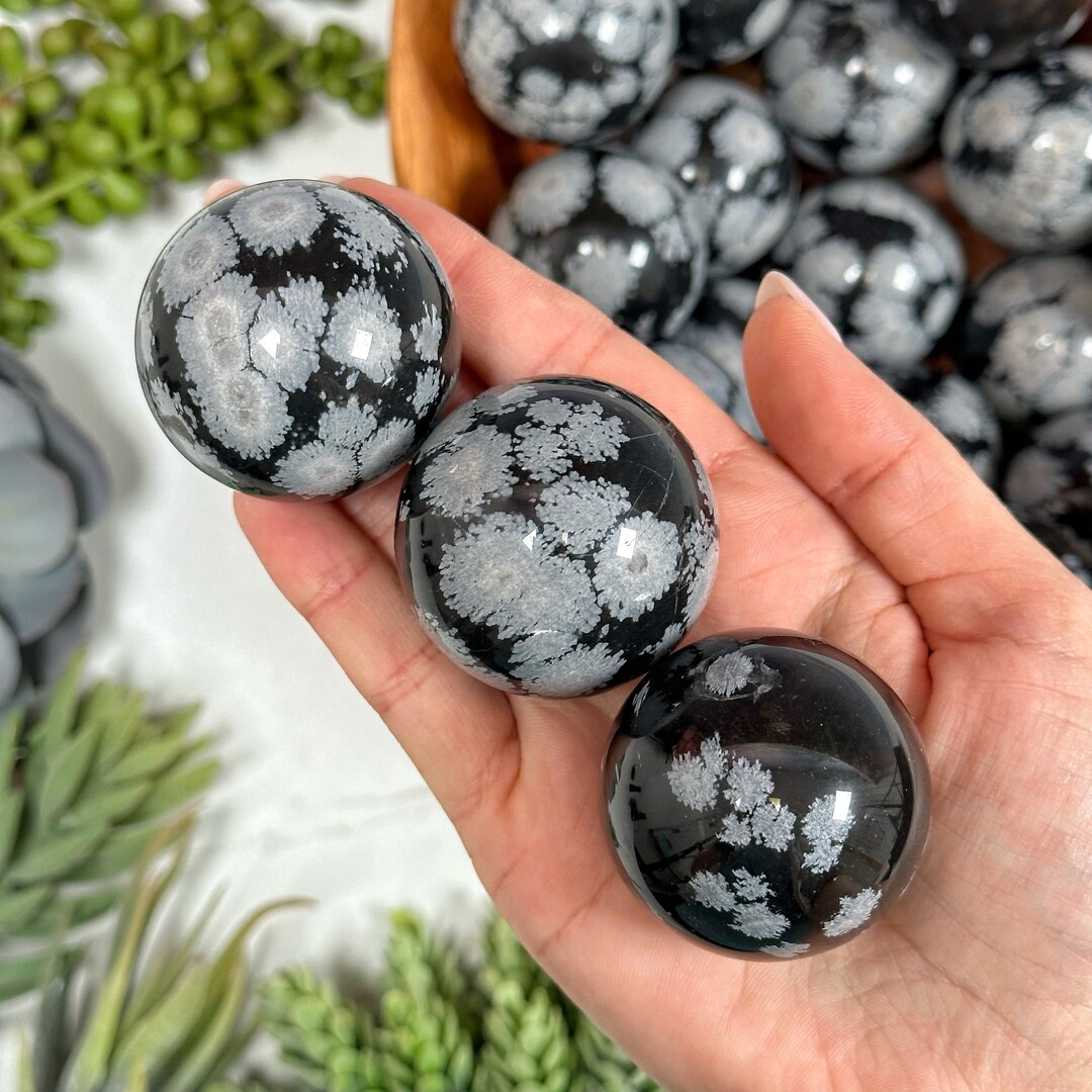 Snowflake Obsidian Sphere - Root Chakra - No. 534 - Etsy