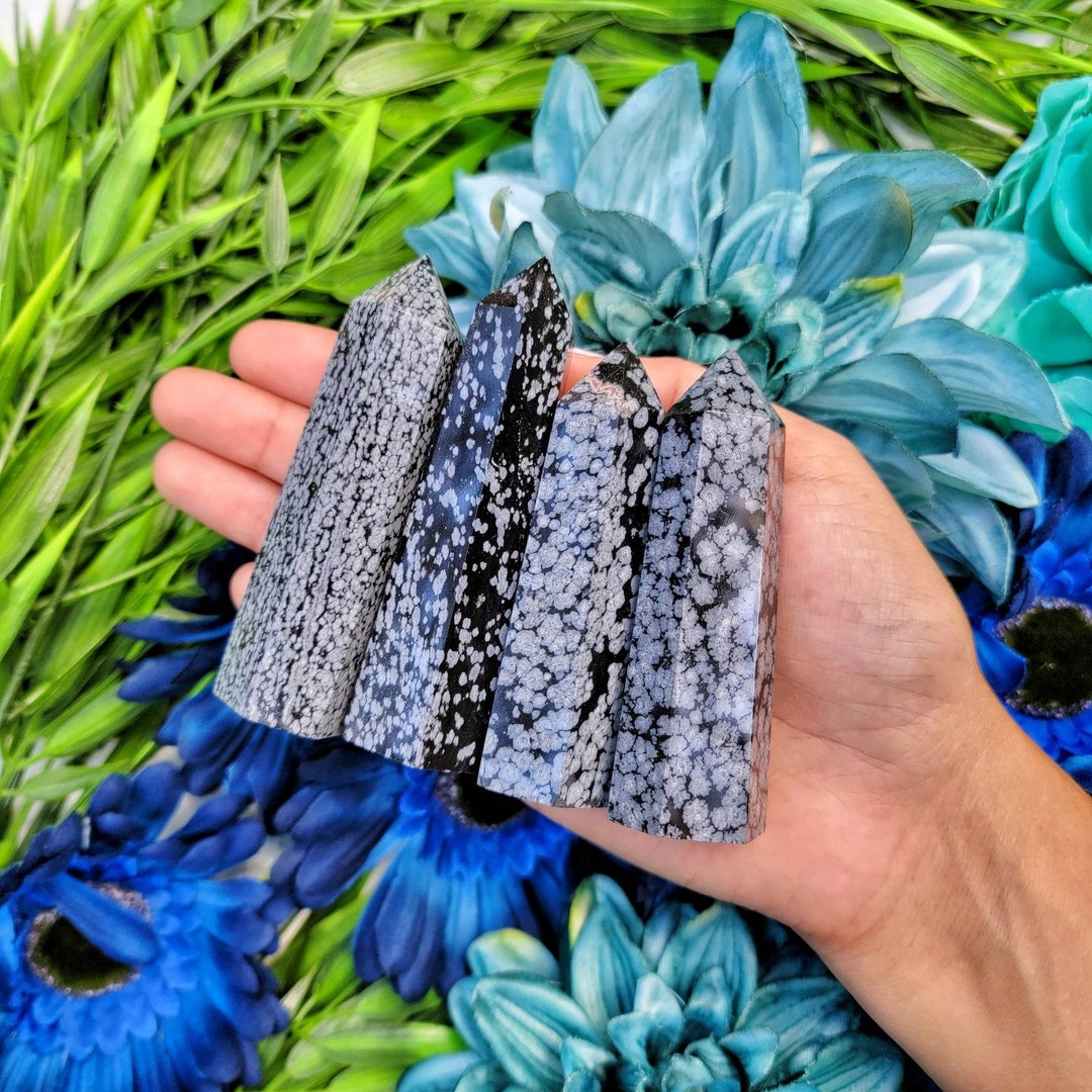 Snowflake Obsidian Point Self-standing Obsidian Stone - Etsy