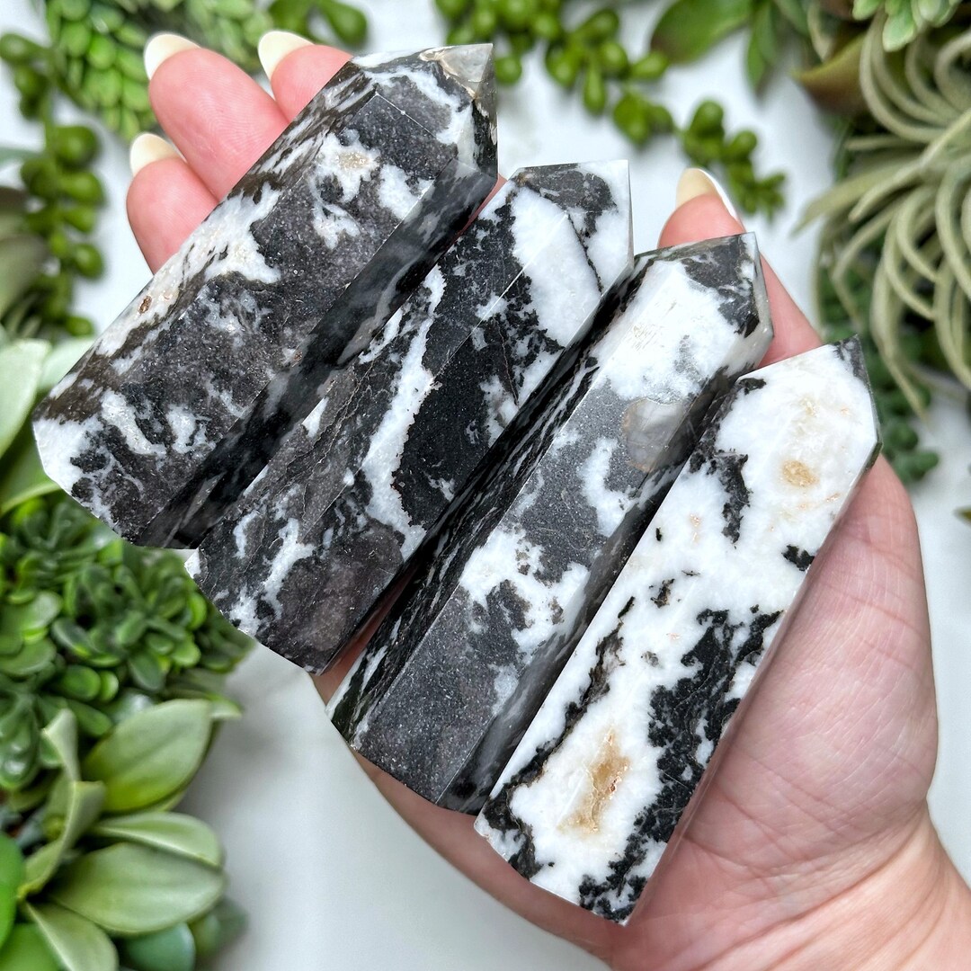 Zebra Jasper Point | S, L | - (polished Black White Crystal Tower, Root ...