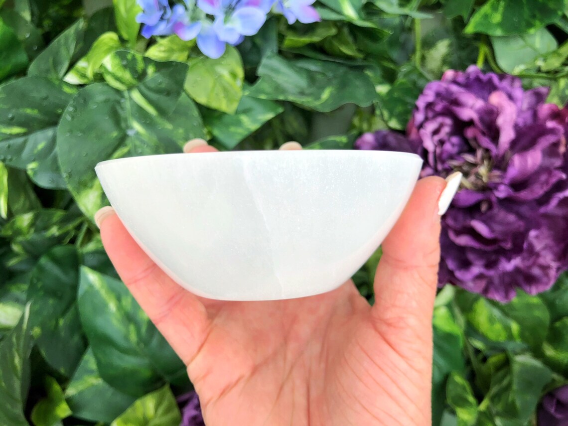 Small & Large Polished Selenite Bowl/Dish Charging Log | Etsy