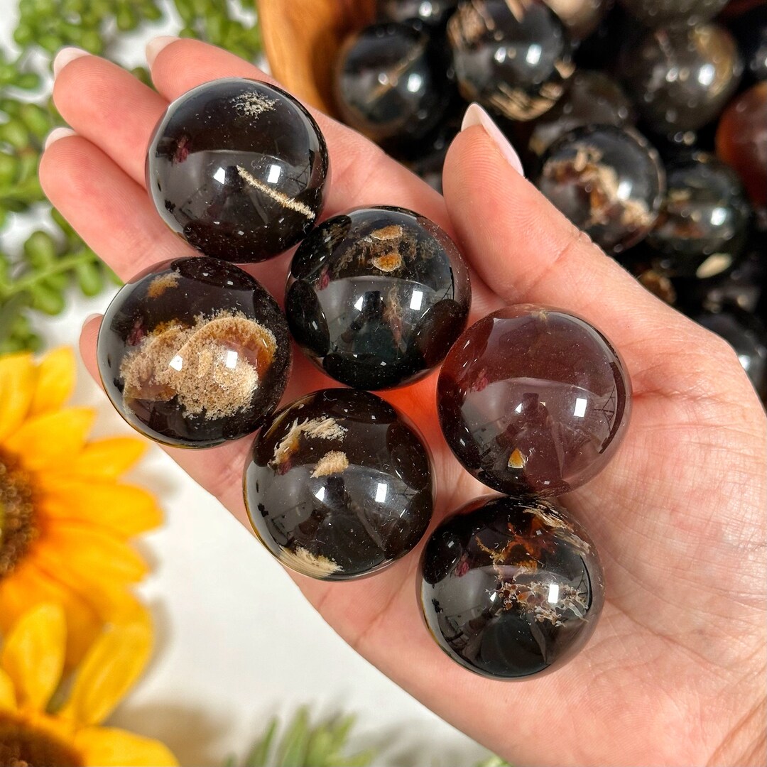 Amber Sphere | 30mm | - No. 502 (polished Yellow Crystal Ball, Solar ...