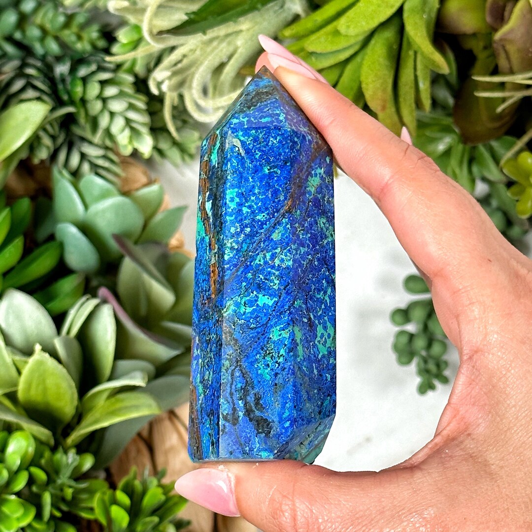 Azurite and Malachite Point 3 - Etsy
