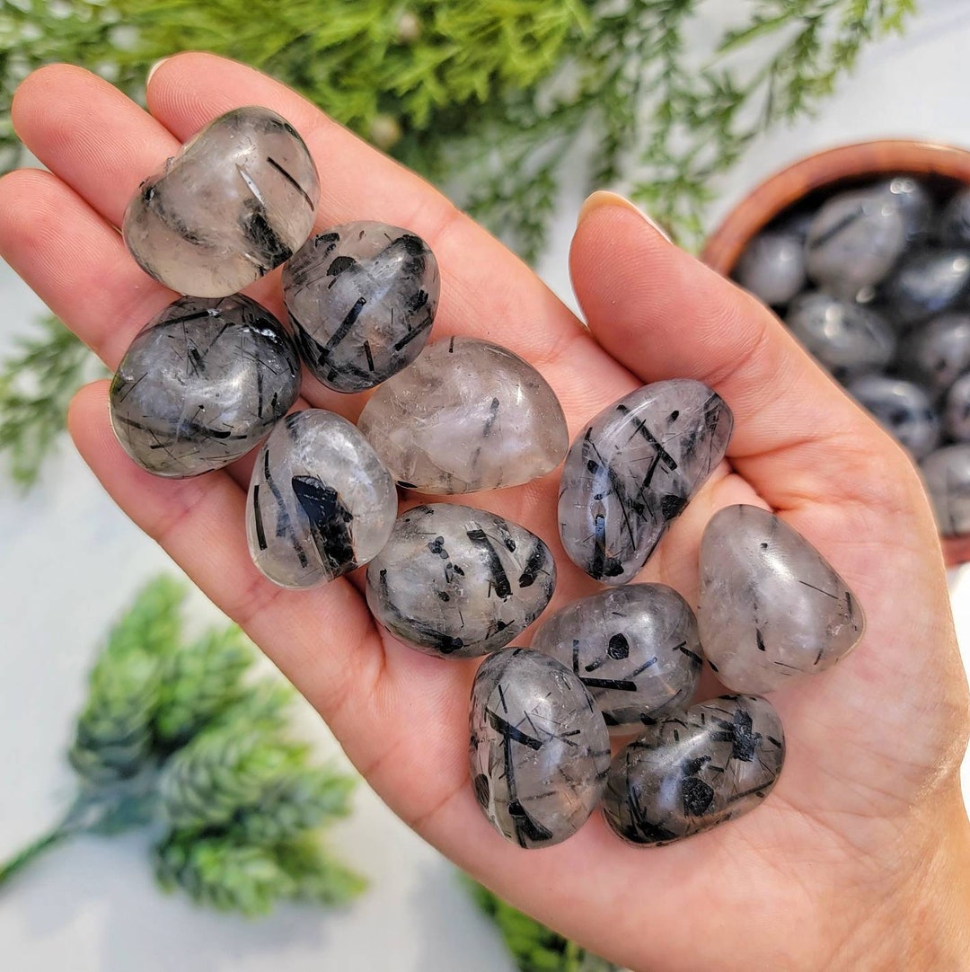 Black Tourmaline in Quartz Tumble | S,M,L | No. 454 (polished Pocket ...