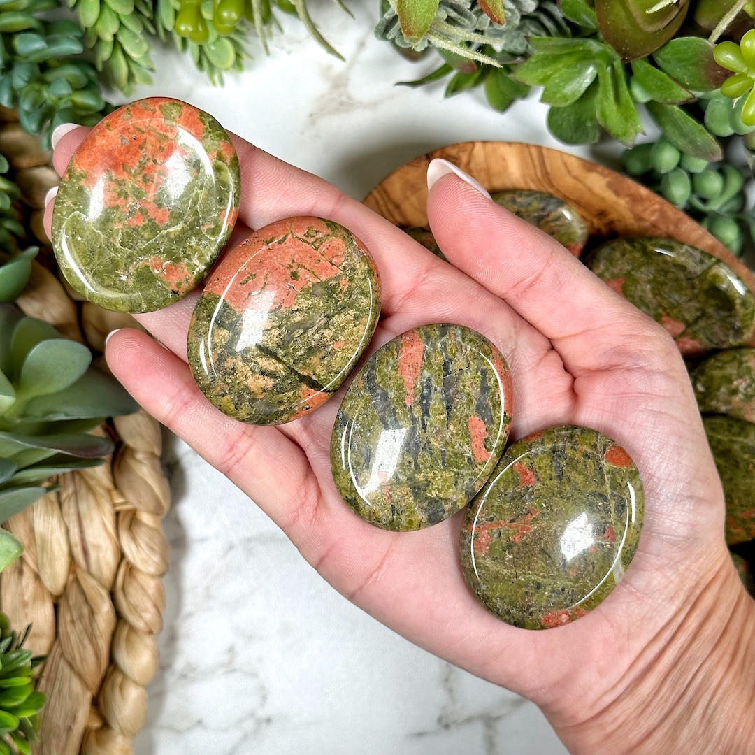 Unakite Jasper Calming Stone | 38mm | - No. 340 (pink Green Pocket ...