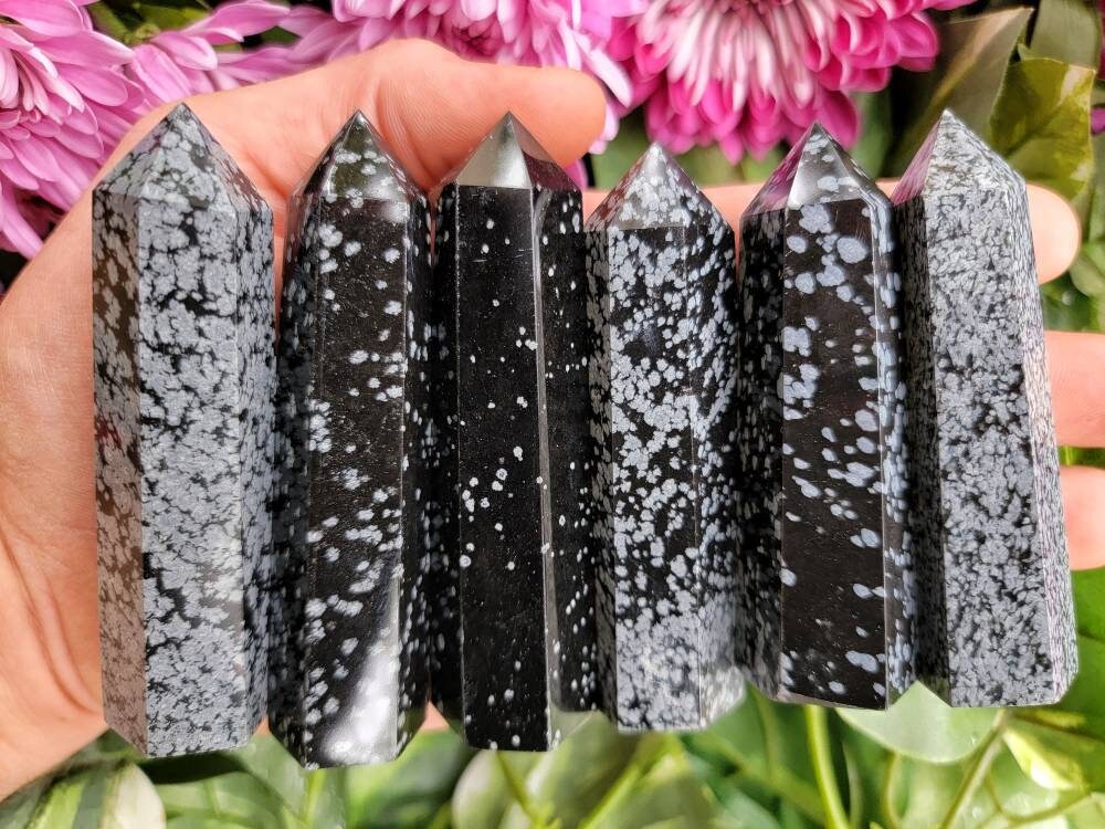 Snowflake Obsidian Point Self-Standing Obsidian Stone | Etsy